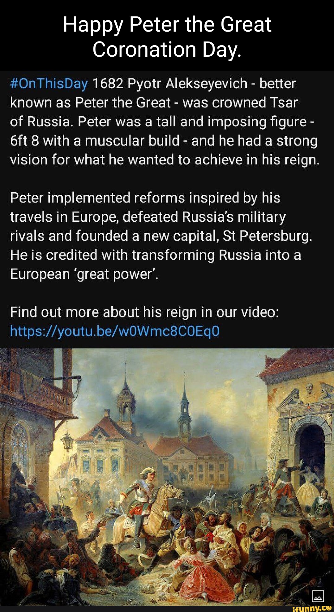 Happy Peter the Great Coronation Day. #OnThisDay 1682 Pyotr Alekseyevich - better known as Peter ...