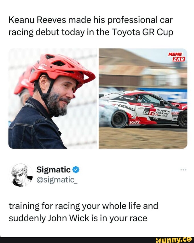 Keanu Reeves made his professional car racing debut today in the Toyota ...