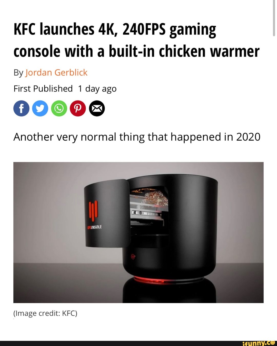 KFC launches 240FPS gaming console with a built-in chicken warmer By ...