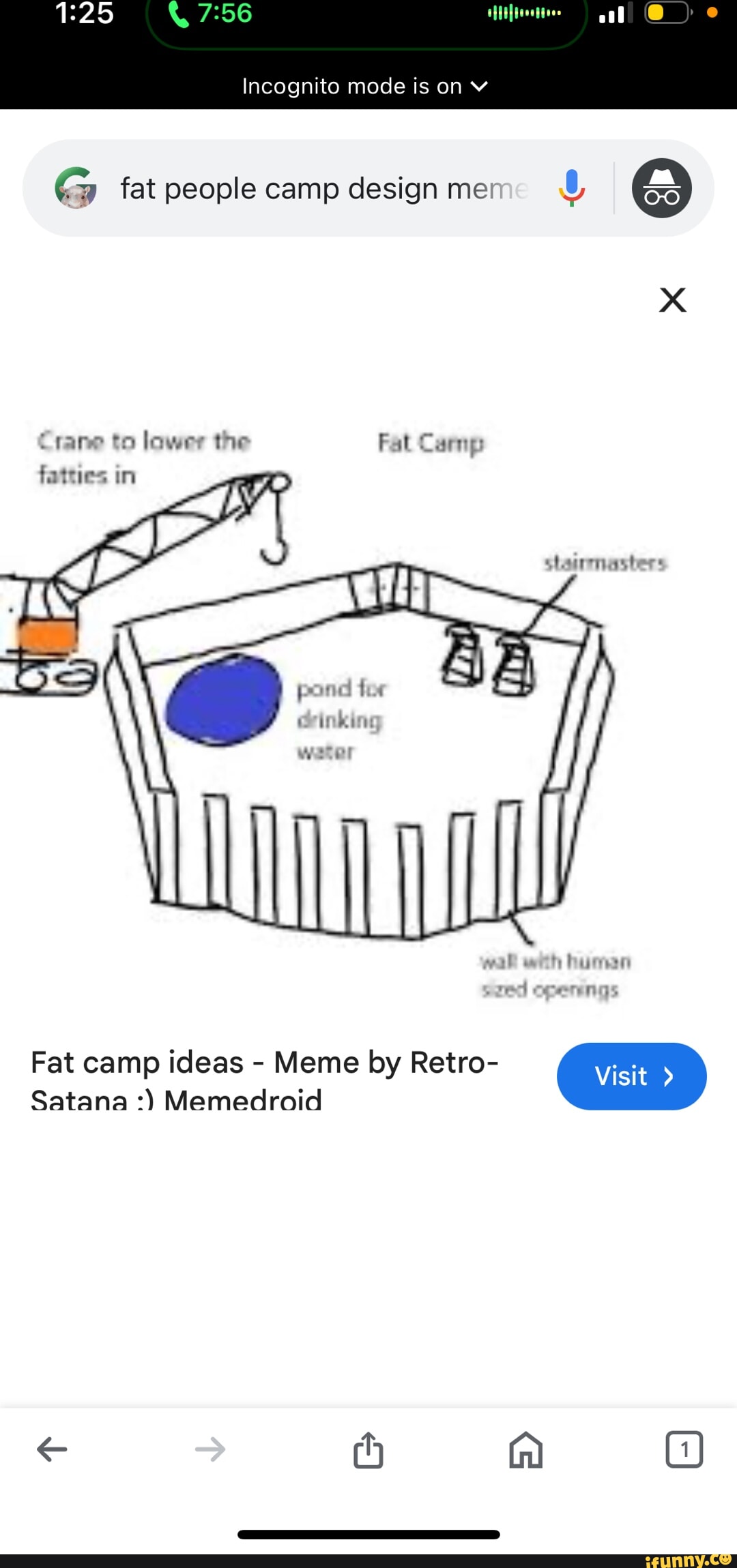 Incognito mode is on v 25 G fat people camp design me: Crane to lower ...