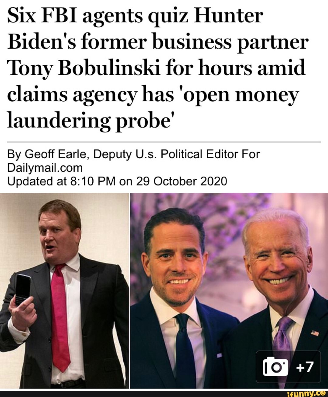 Six FBI agents quiz Hunter Biden's former business partner Tony ...