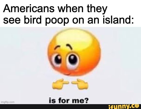 Americans when they see bird poop on an island: is for me? - iFunny