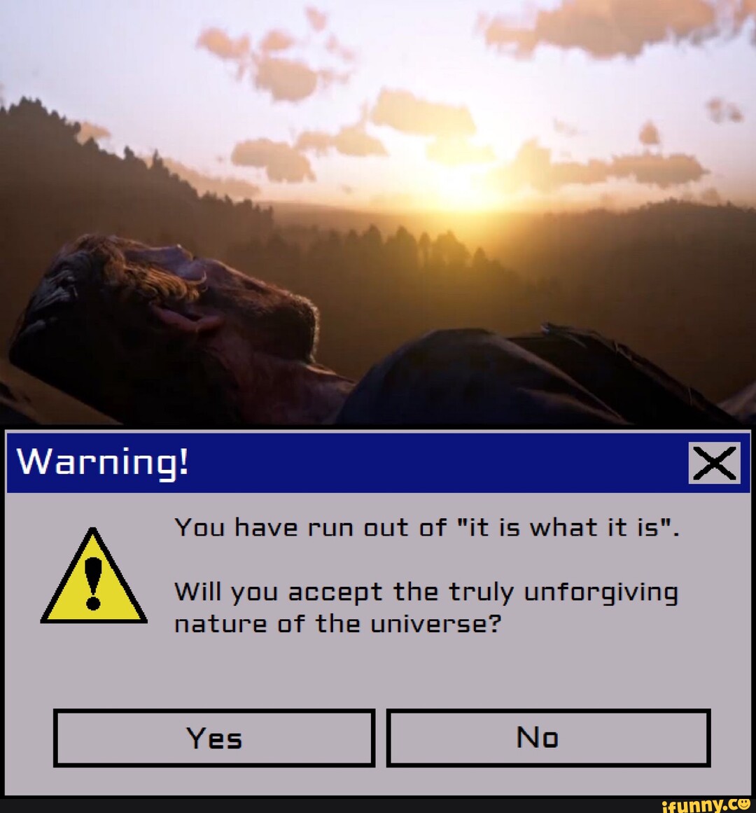 Warning! I Yes You have run out of "it is what it is". Will you accept ...