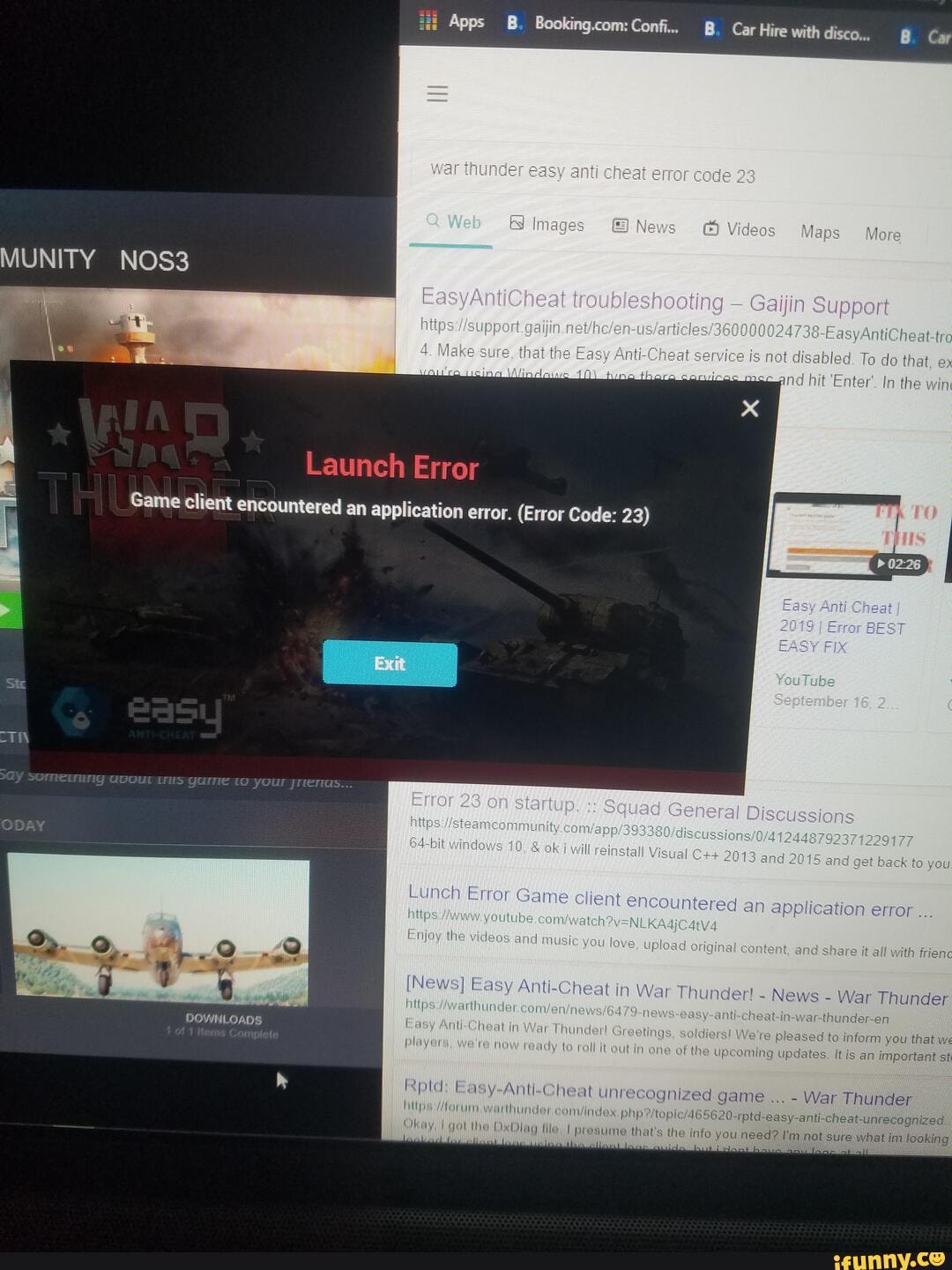 App Con. Car Hire disco... 23, led MUNITY NOS3 Launch Error Game client encountered an ...