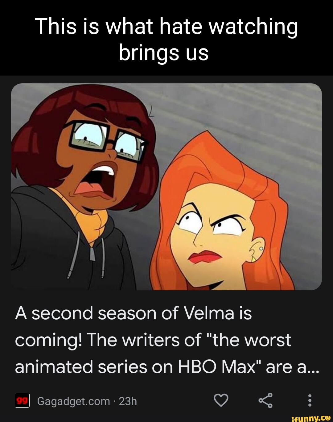 This is what hate watching brings us A second season of Velma is coming ...