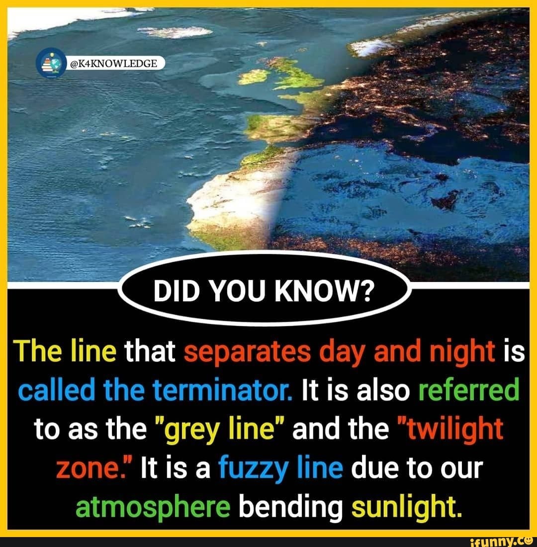 DID YOU KNOW? The line that separates day and night is called the ...
