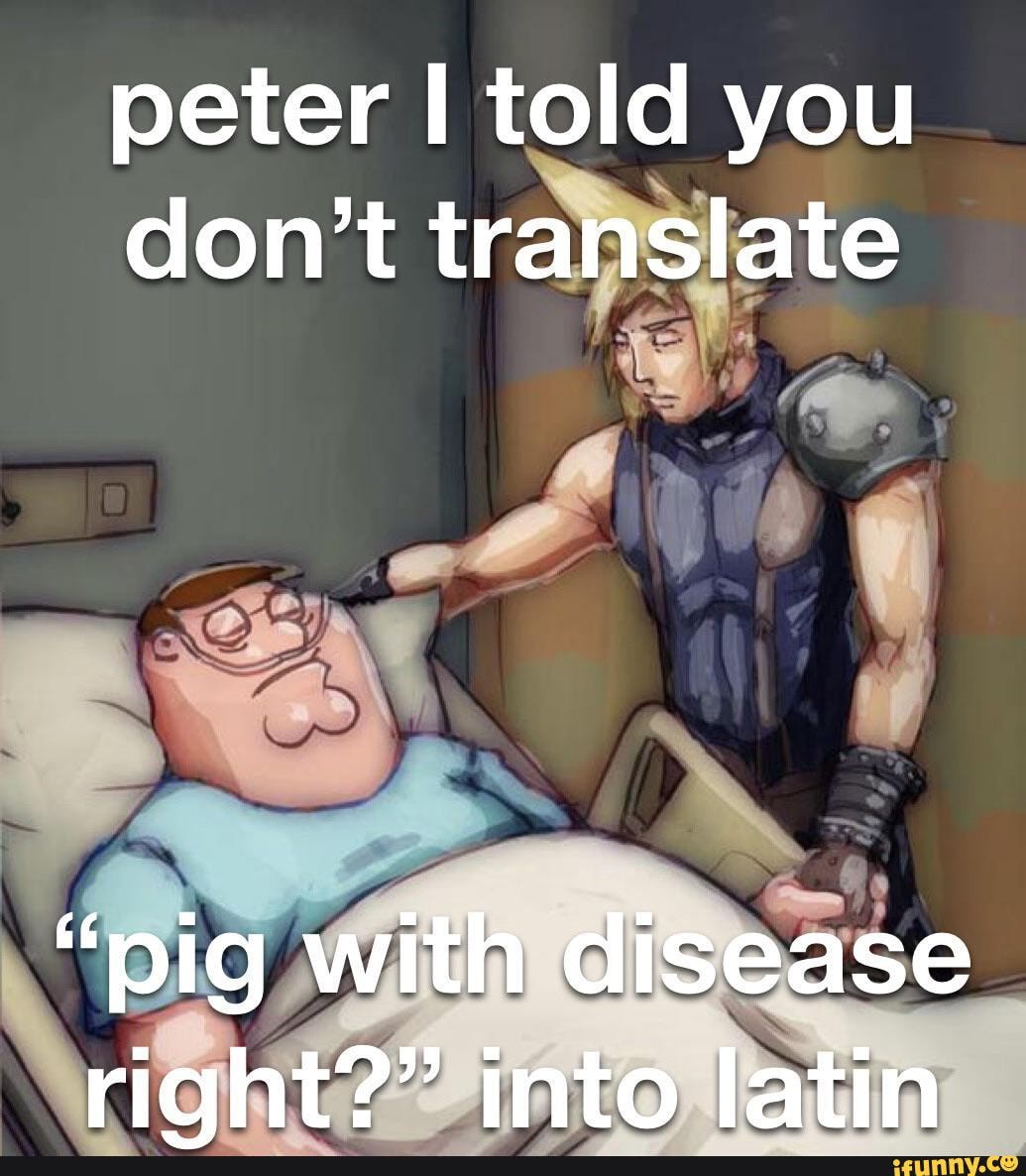 Peter I told you don't translate "pig with disease riaht?" into latin ...