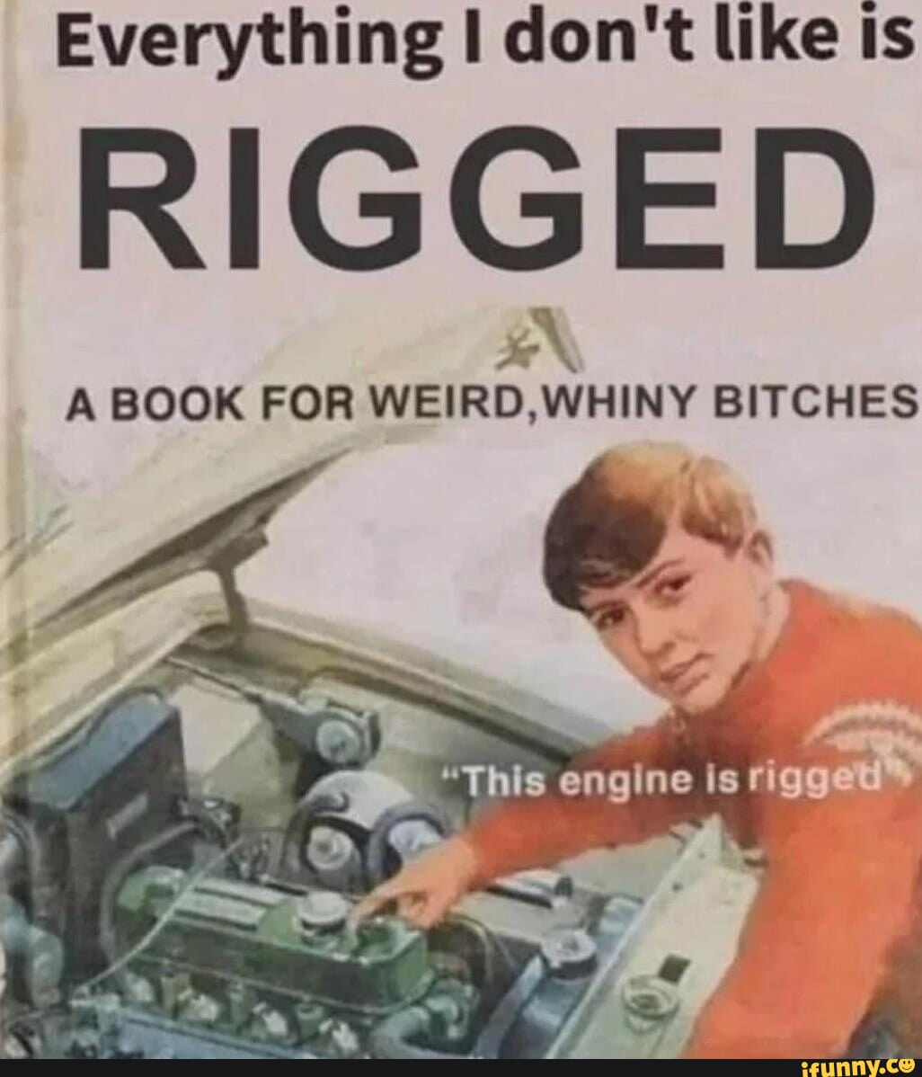 Everything I don't like Is RIGGED A BOOK FOR BITCHES "This engine is ...