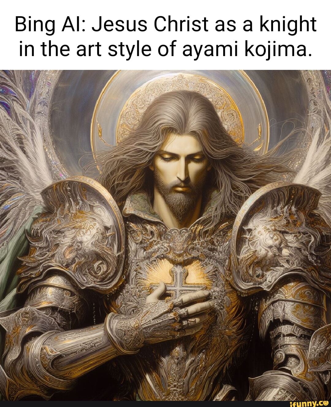 Bing Al: Jesus Christ as a knight in the art style of ayami kojima Aw ...