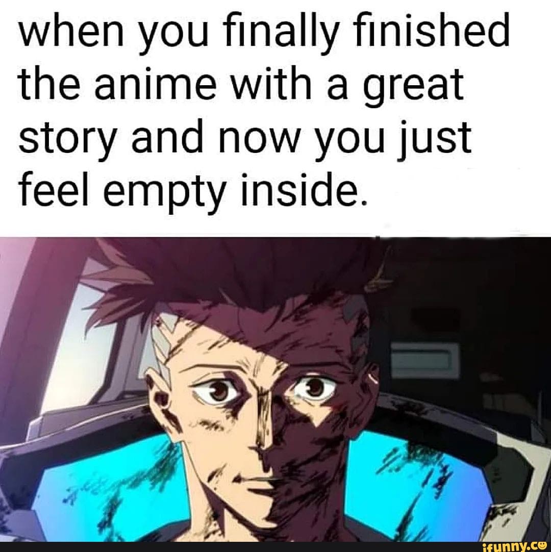 When you finally finished the anime with a great story and now you just ...