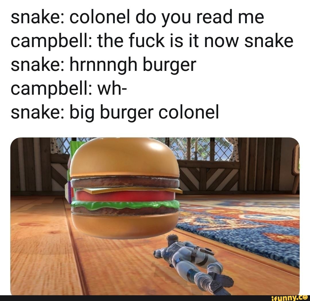Snake: colonel do you read me campbell: the fuck is it now snake snake ...