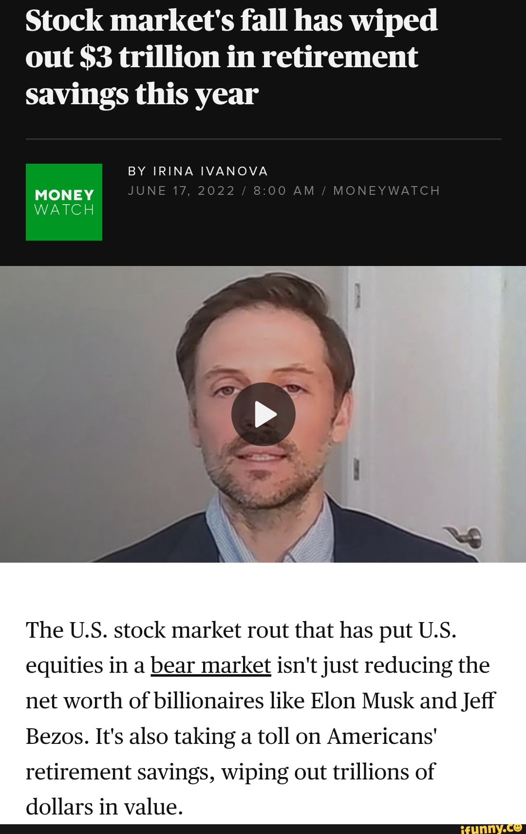 Stock market's fall has wiped out $3 trillion in retirement savings ...