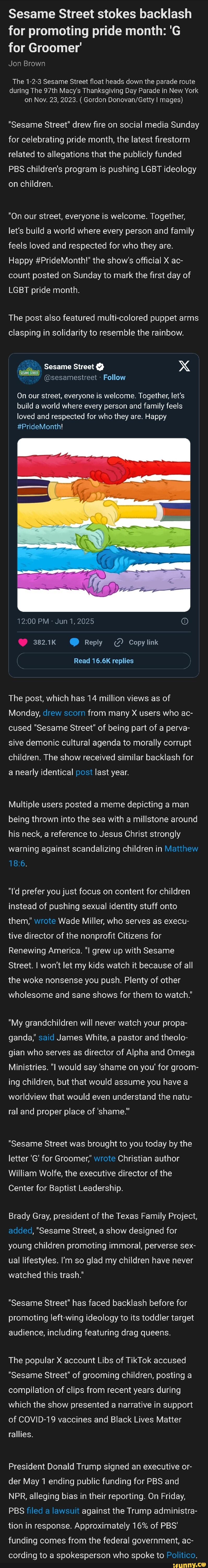 Sesame Street stokes backlash for promoting pride month: 'G for Groomer ...