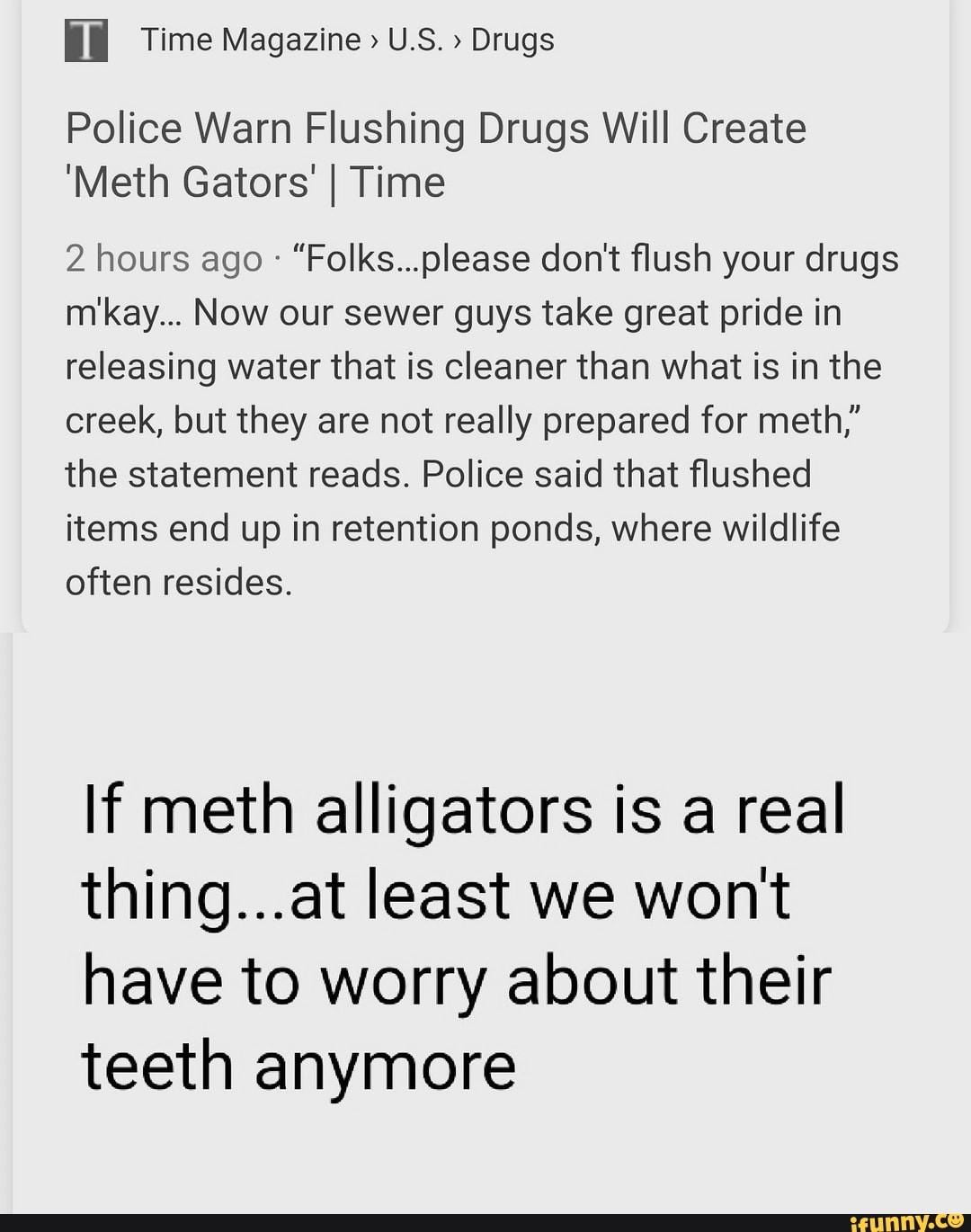 Time Magazine > U.S. > Drugs Police Warn Flushing Drugs Will Create ...