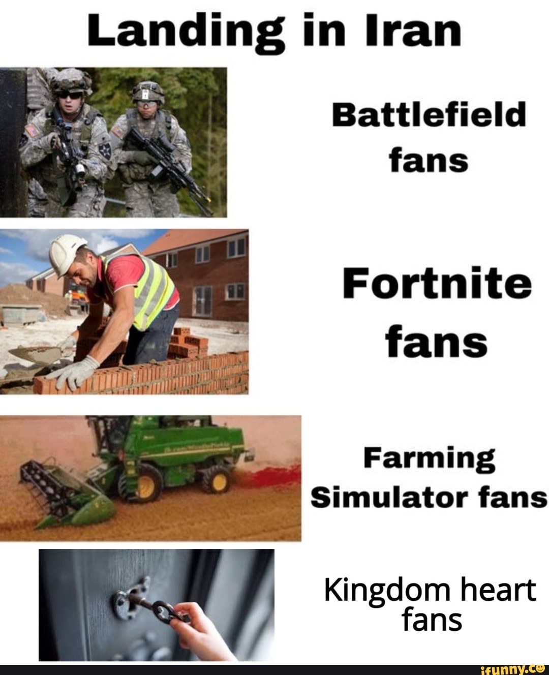 Landing in Iran Battlefield fans Fortnite fans Farming Simulator fans ...
