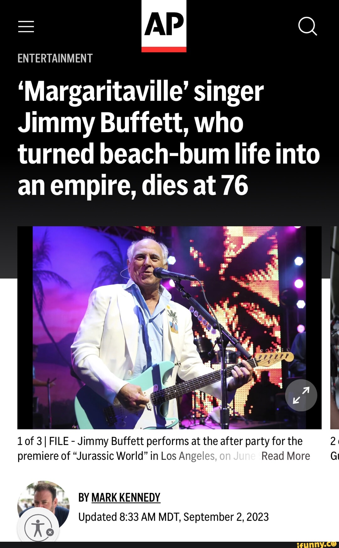 ENTERTAINMENT AP 'Margaritaville' singer Jimmy Buffett, who turned ...