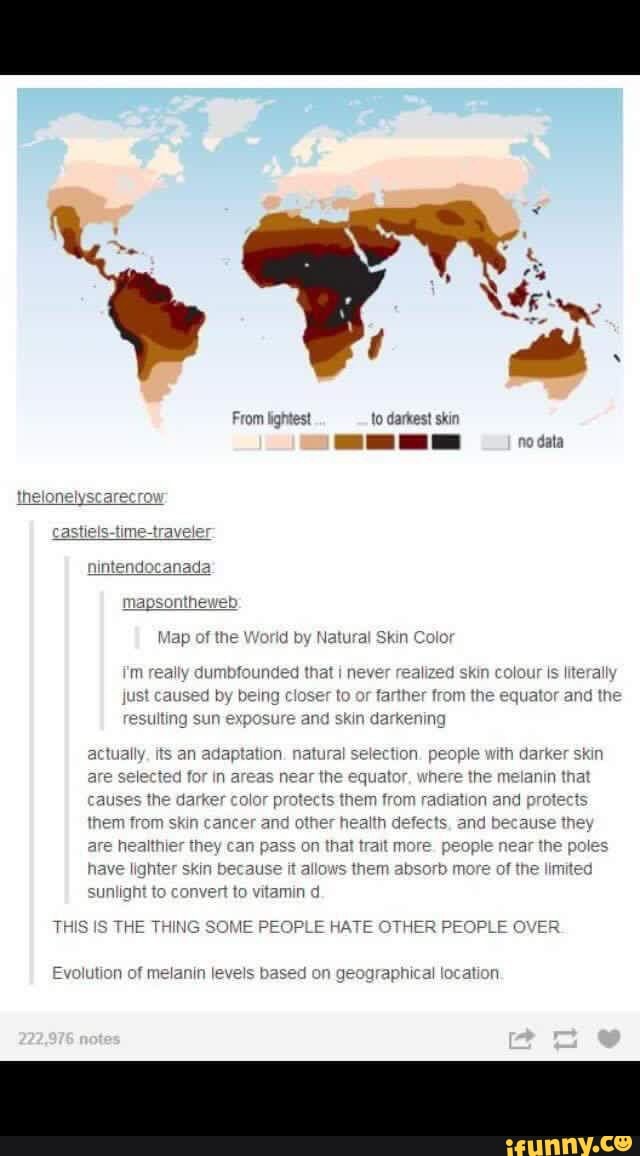 3 - From ligh to darkest skin no data Map of the World by Natural Skin ...