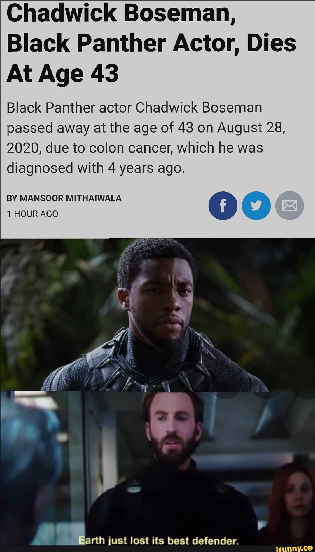 Chadwick Boseman, Black Panther Actor, Dies At Age 43 Black Panther actor Chadwick Boseman ...