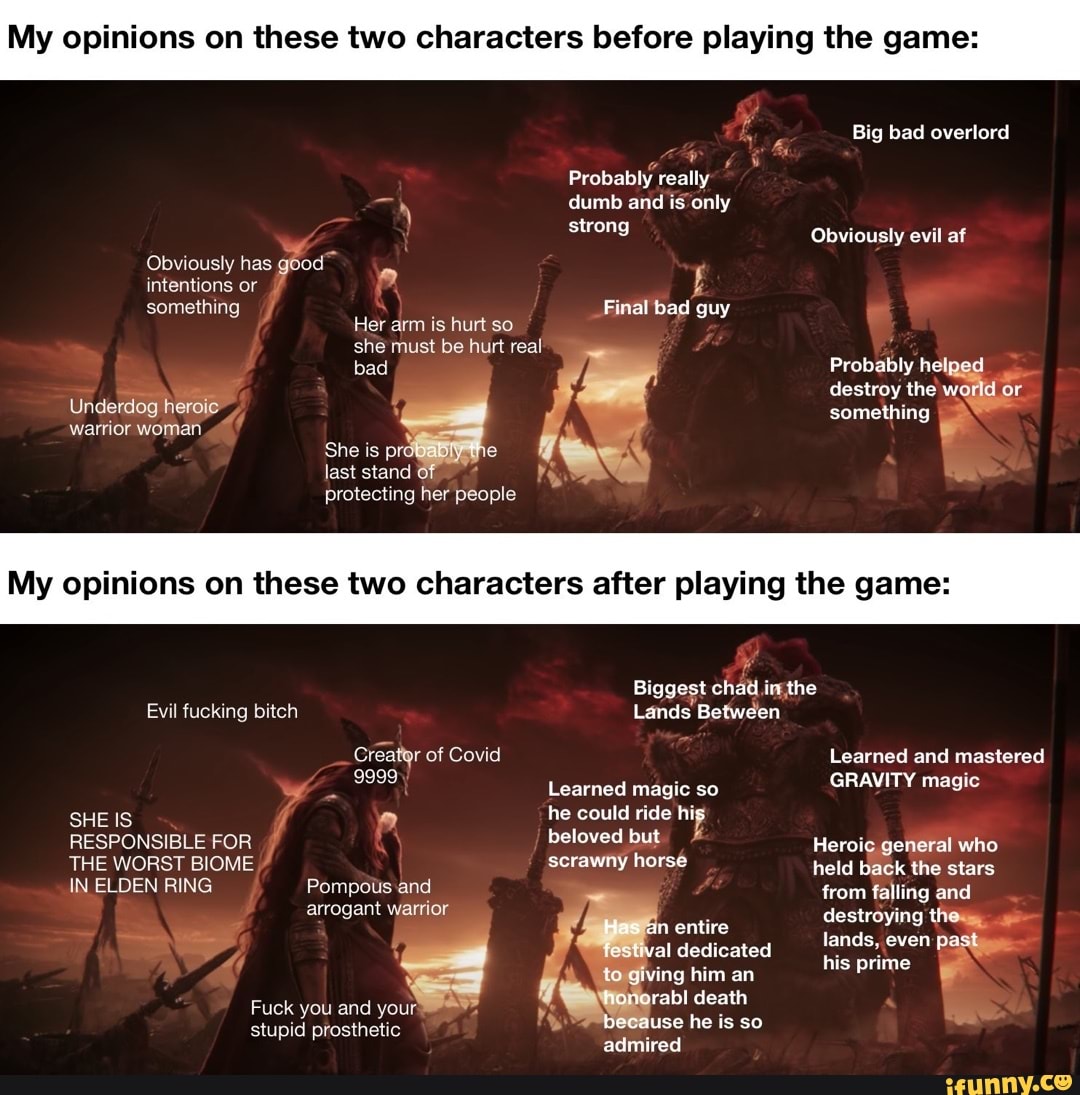 My opinions on these two characters before playing the game: Big bad ...