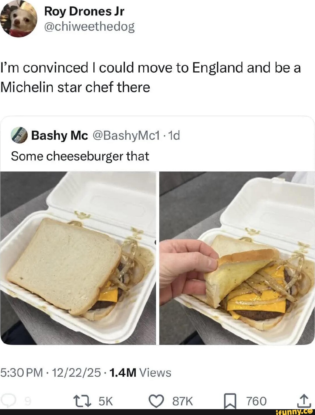 Roy Drones Jr @chiweethedog I'm convinced I could move to England and ...