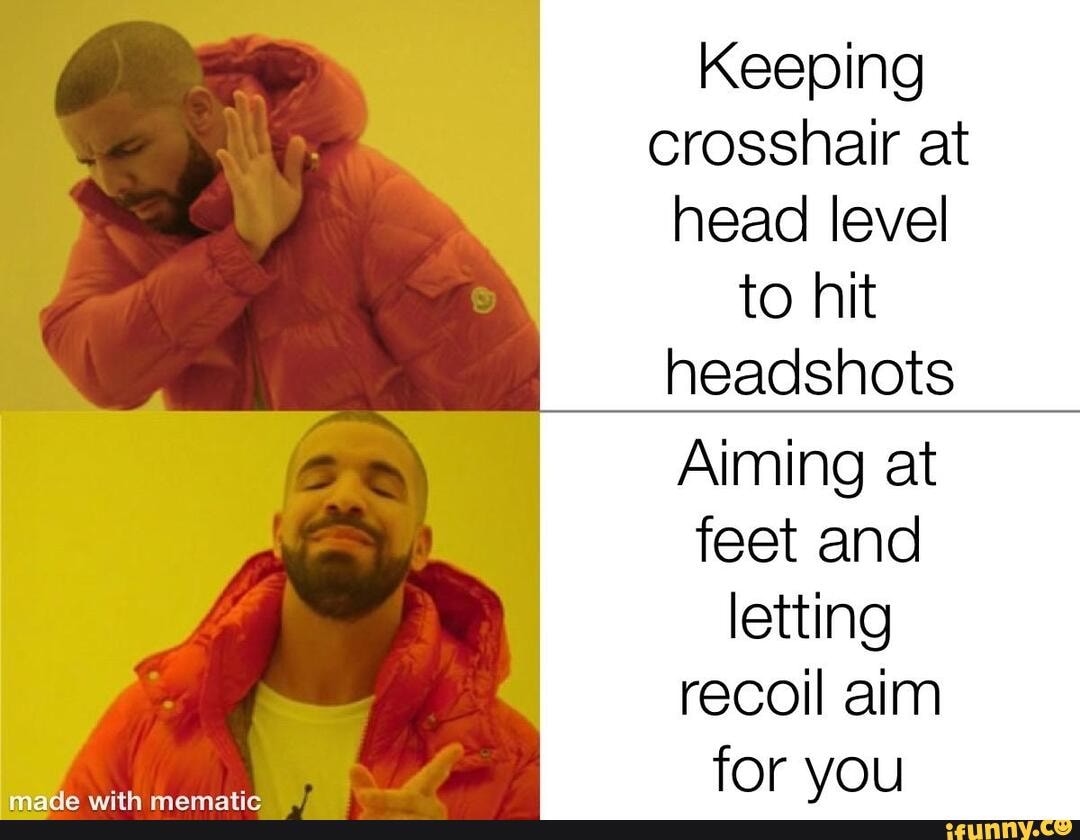Keeping crosshair at head level to hit headshots Aiming at feet and ...