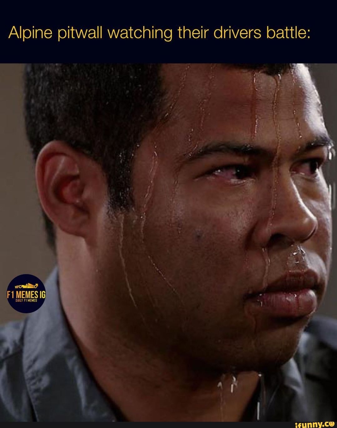 Alpine pitwall watching their drivers battle: 1 MEMES IG 'OLY MEMES ...