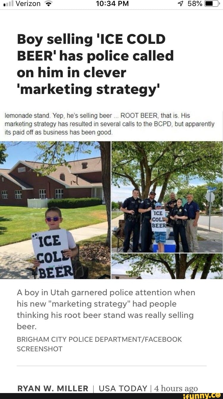 Verizon Boy selling 'ICE COLD BEER' has police called on him in clever ...