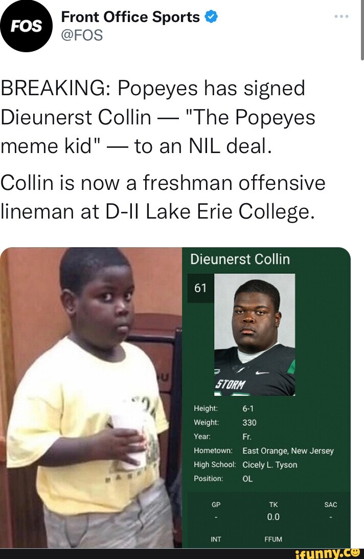 BREAKING: Popeyes has signed Dieunerst Collin - "The Popeyes meme kid ...