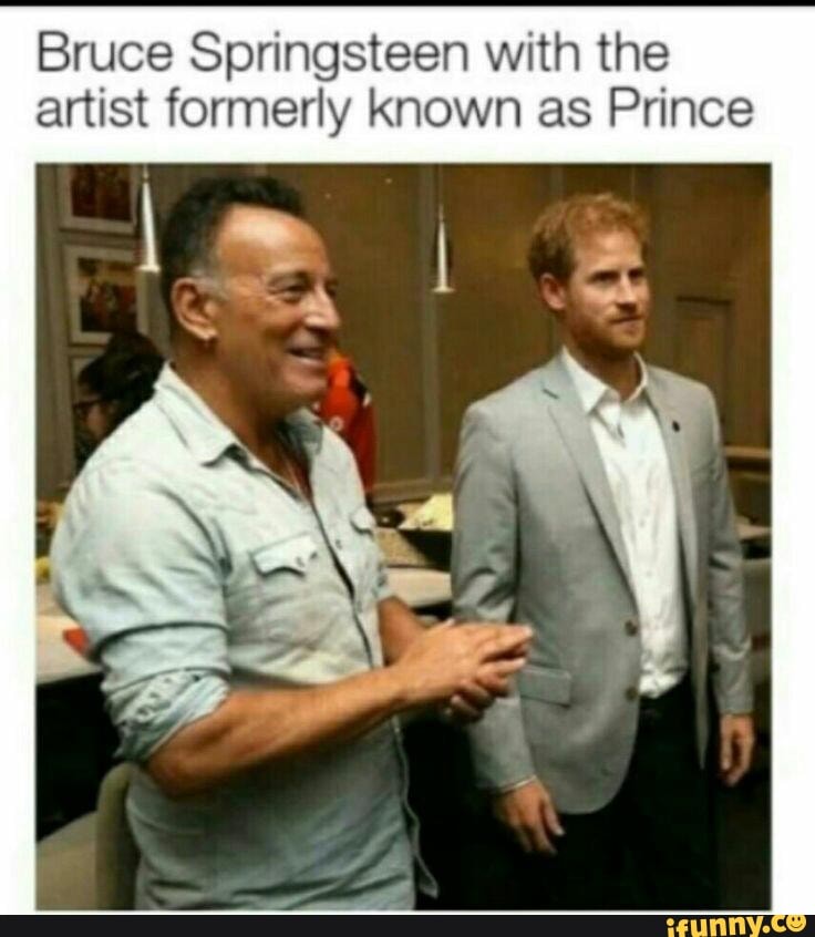 Bruce Springsteen with the artist formerly known as Prince - iFunny