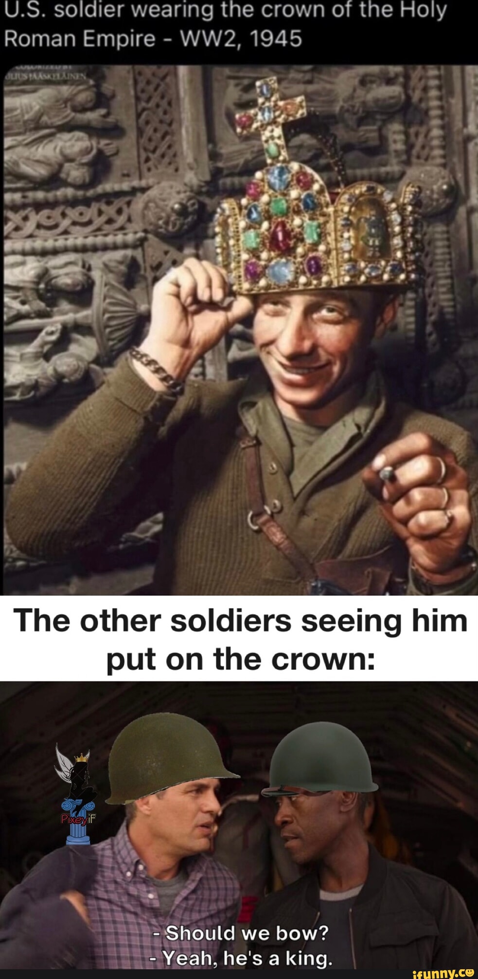 U.S. soldier wearing the crown of the Holy Roman Empire - 1945 The ...