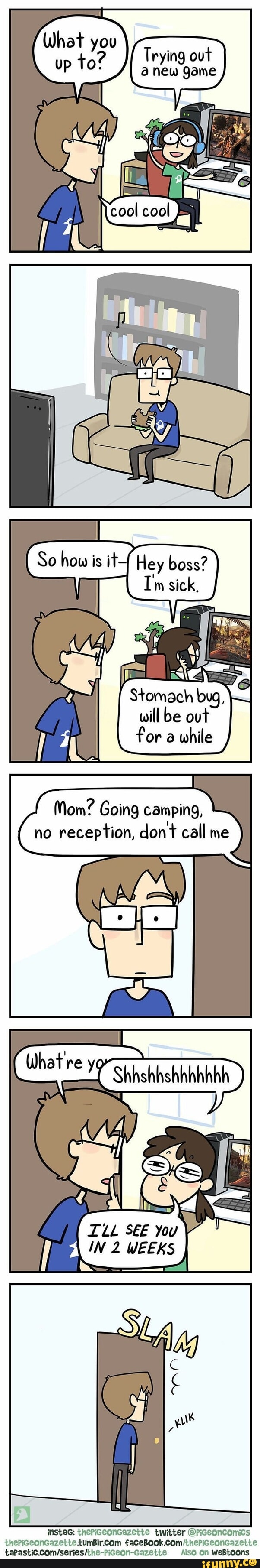 Hey boss? I'm sick, Stomach bug, will be out for a while Mom? Going ...