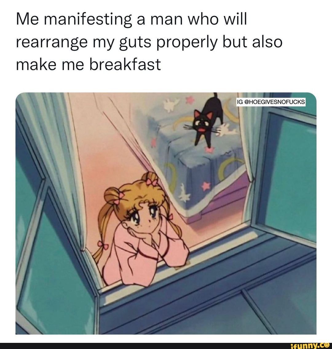 Me manifesting a man who will rearrange my guts properly but also make ...