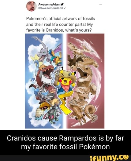 -Adam Pokemon's official artwork of fossils and their real life counter ...
