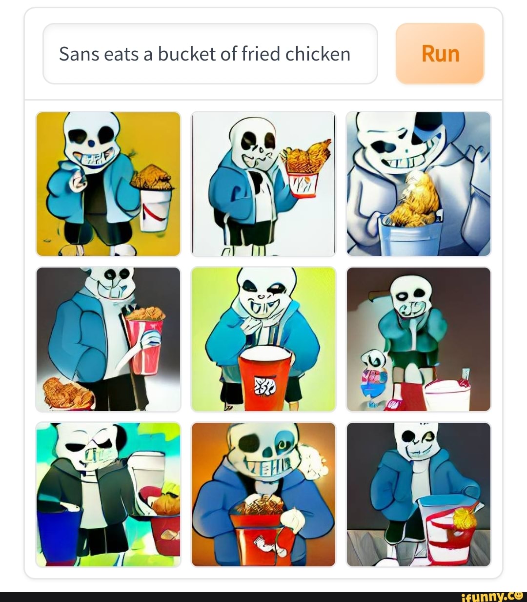 Sans eats a bucket of fried chicken Run - iFunny