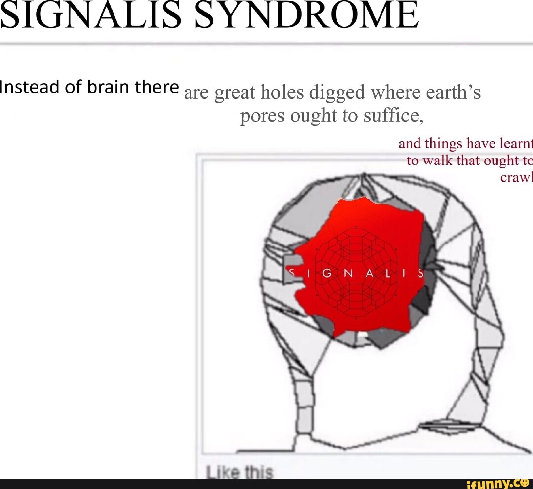 SIGNALIS SYNDROME Instead of brain there are great holes digged where ...