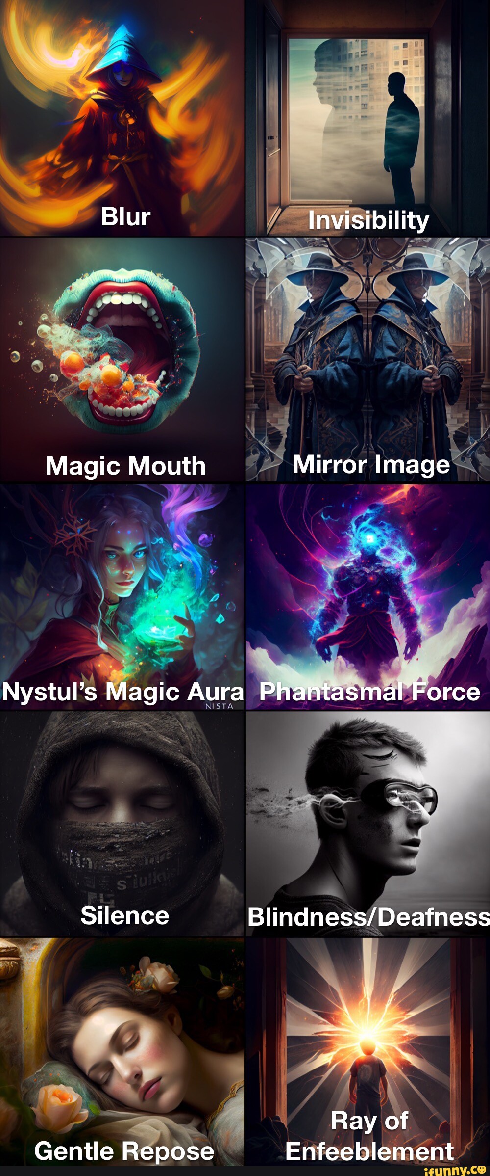 I Blur Invisibility Magic Mouth Mirror Image Nystul's Magic Aura ...