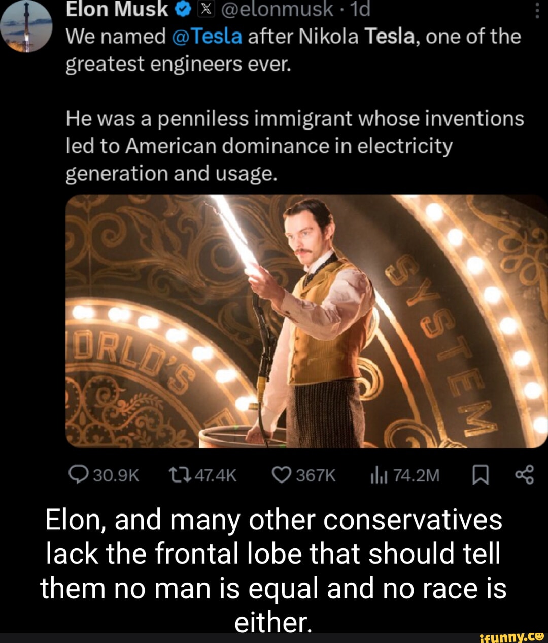 Lon Musk @ @elonmusk Id We named @Tesla after Nikola Tesla, one of the ...