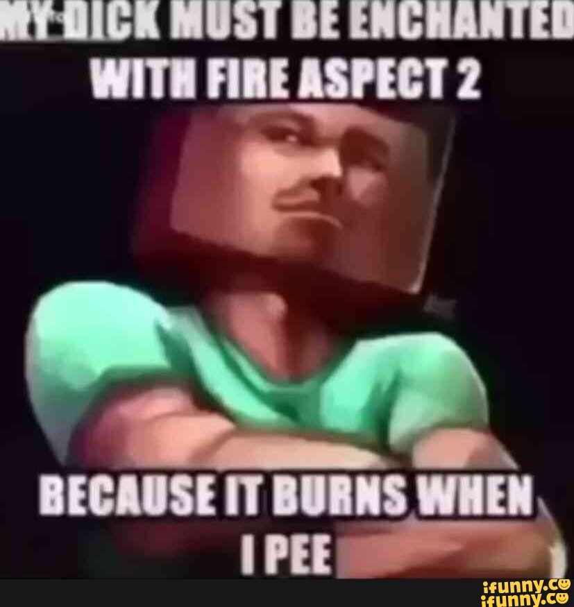 MY MUST BE ERCARARTIED WITH FIRE ASPECT 2 BECAUSE IT BURNS WHEN, PEE ...