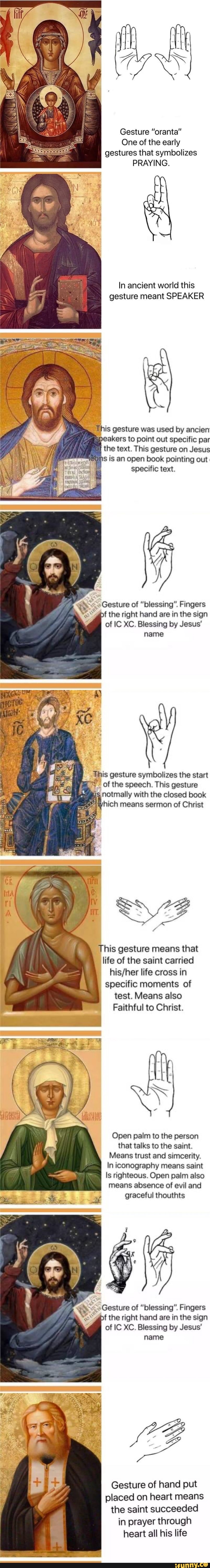 Gesture "oranta" One of the early gestures that symbolizes PRAYING. In ...
