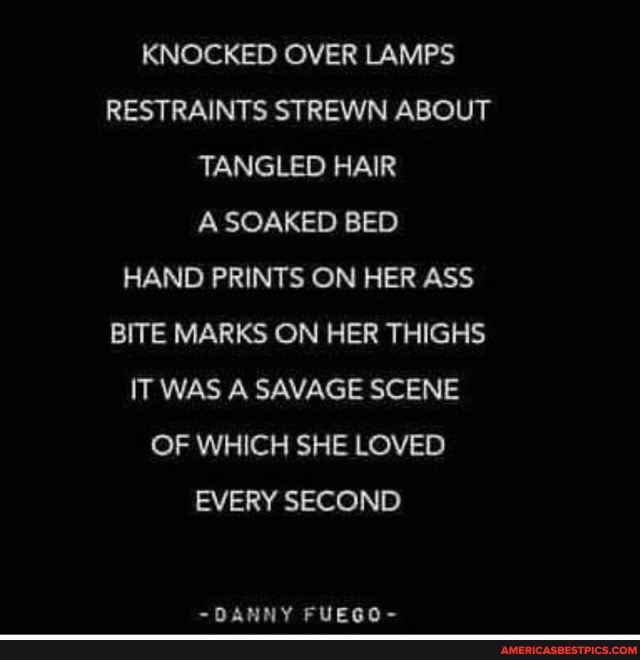KNOCKED OVER LAMPS RESTRAINTS STREWN ABOUT TANGLED HAIR SOAKED BED HAND ...