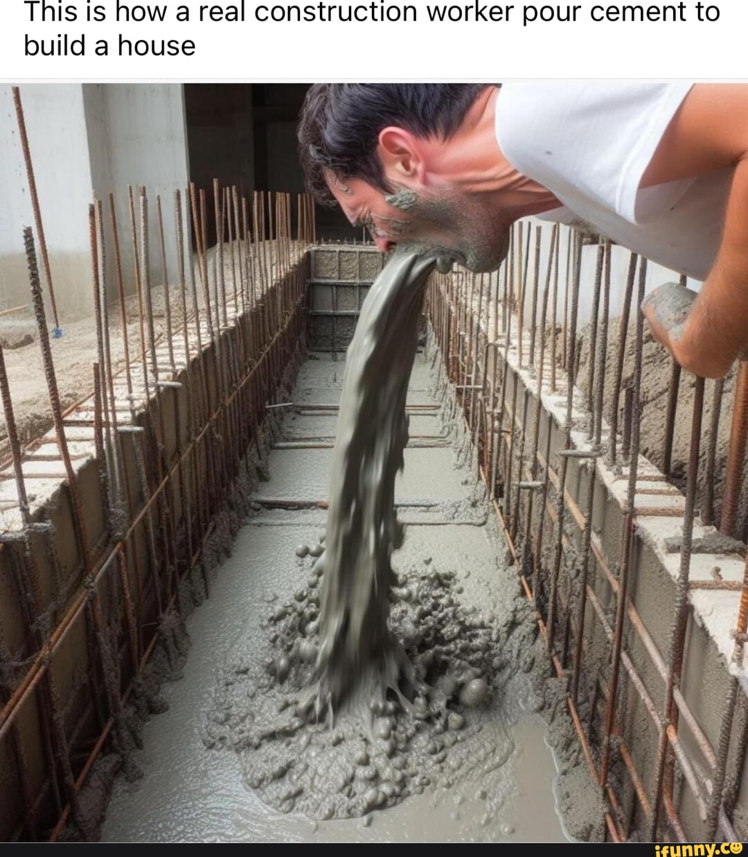 This ts how a real construction worker pour cement to build a house ...
