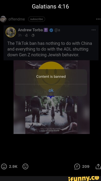 Galatians Andrew Torba @a The TikTok ban has nothing to do with China ...
