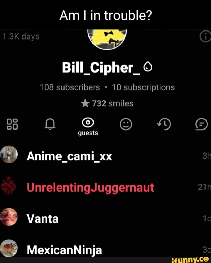 Am I in trouble? 1.3K days Bill_Cipher_ 108 subscribers 10 ...