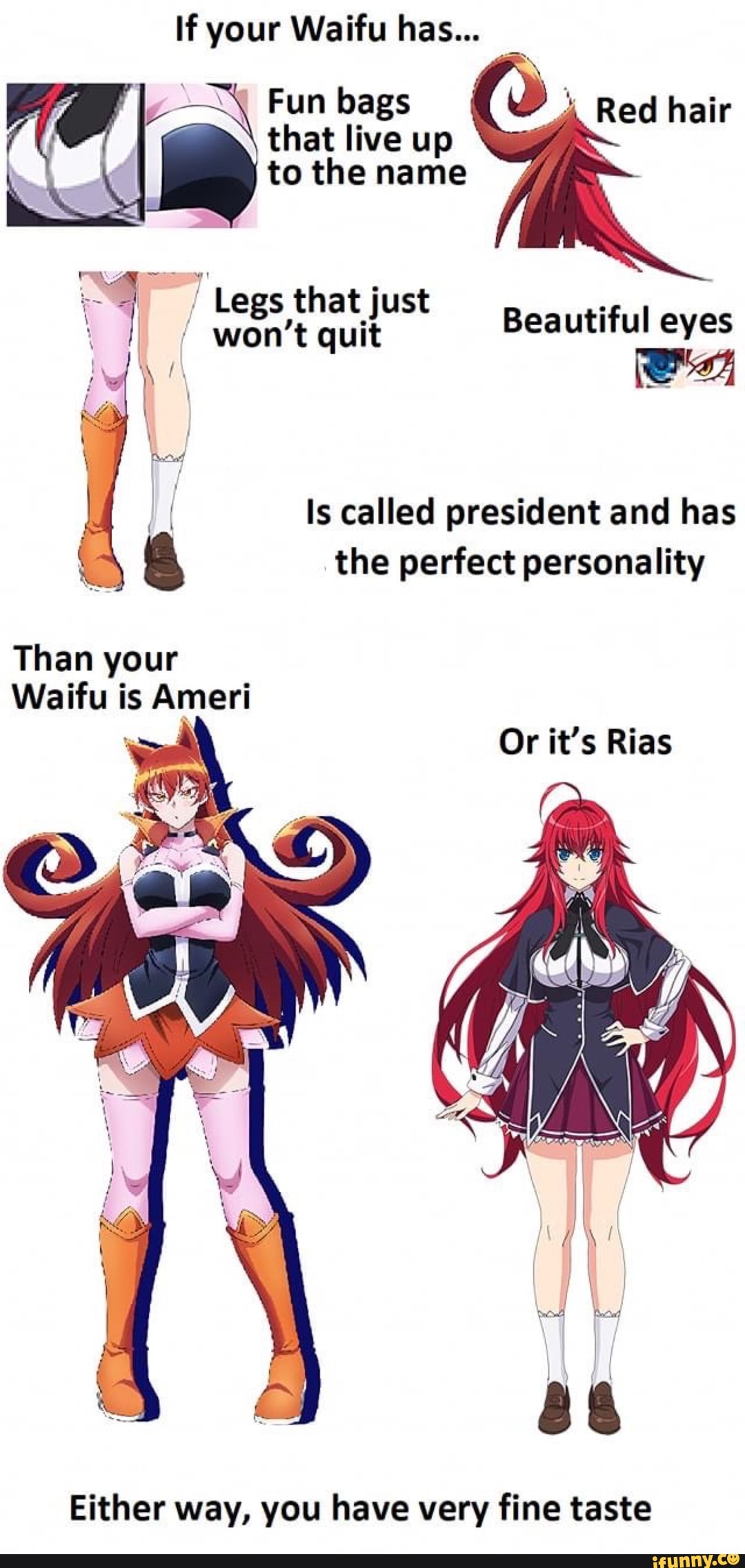 If your Waifu has... Fun bags that live up to the name Legs that just ...