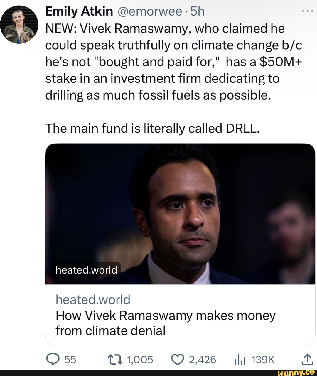 Emily Atkin @emorwee Sh NEW: Vivek Ramaswamy, who claimed he could ...