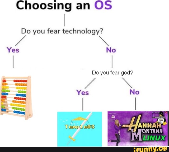 Choosing an OS I Do you fear technology? Yes No Do you fear god? Yes No ...