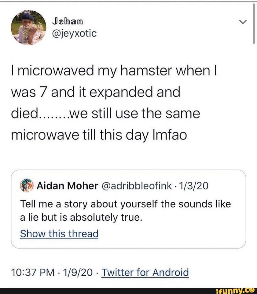 I microwaved my hamster when I was 7 and it expanded and microwave till ...