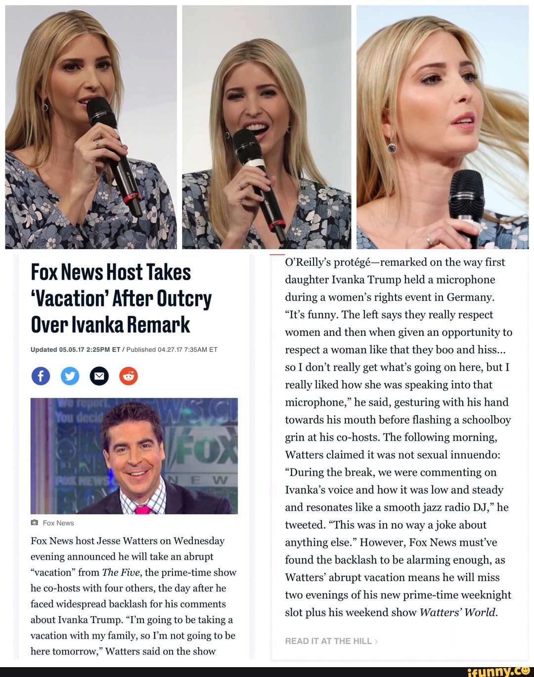 Fox News Host Takes 'Vacation' After Outcry Over Ivanka Remark Updated ...
