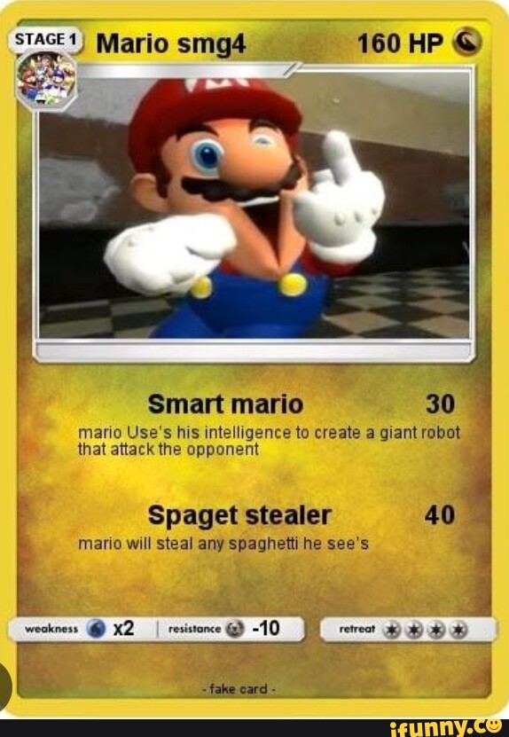 Stace1) Mario smg4 160 HP Smart mario 30 mario Use's his intelligence ...