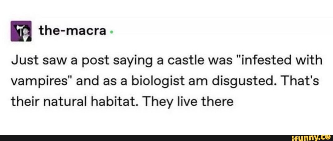 Just saw a post saying a castle was "infested with vampires" and as a ...